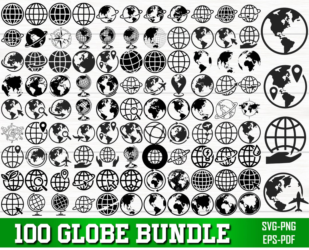 Globe SVG Bundle, Planet PNG Bundle, World Clipart, Globe Silhouette ...