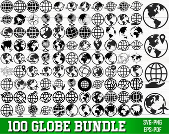 Globe SVG Bundle, Globe Vector, Globe Clipart, Planet Svg, World Svg ...