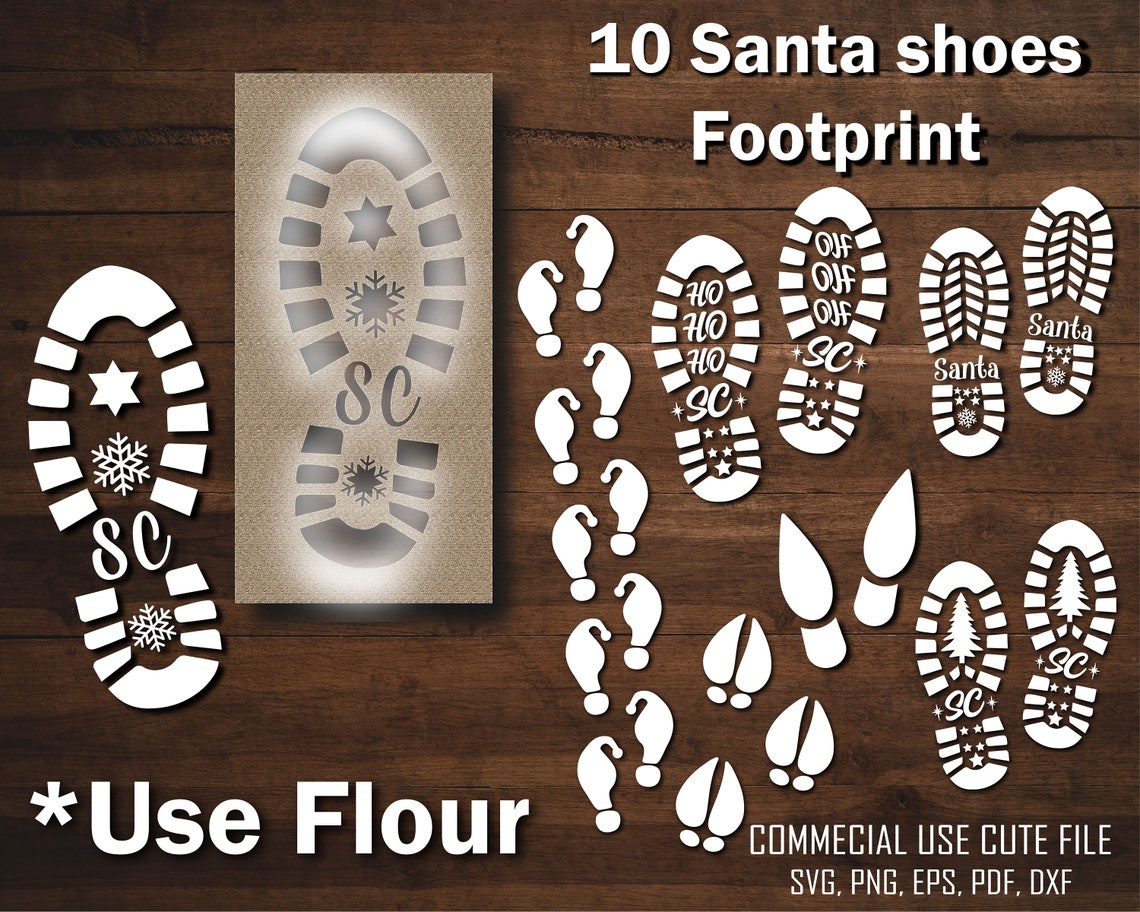 Santa Claus Footprint Svg Christmas Svg Santa Boots Svg - Etsy
