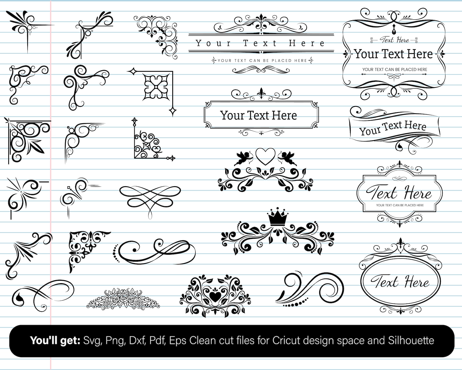 220+ Decorative Elements SVG, Ornaments Svg, Flourishes SVG, Swirls SVG ...