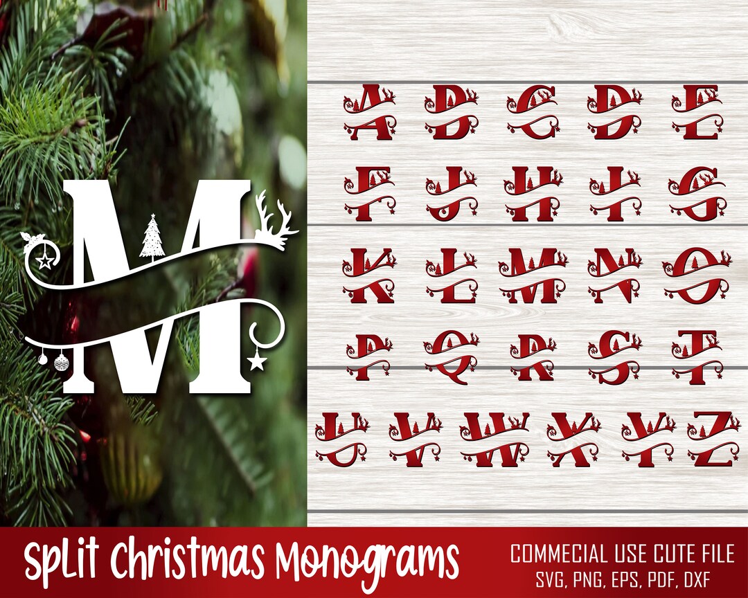 Christmas Split Letters Svg, Christmas Split Alphabet SVG, Christmas ...