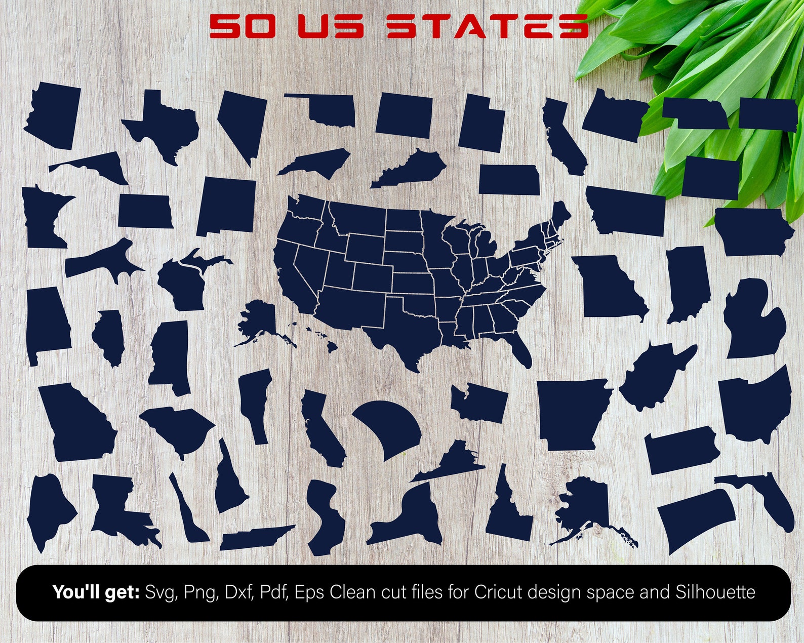 Us States SVG Bundle Outline United States Map Svg File - Etsy