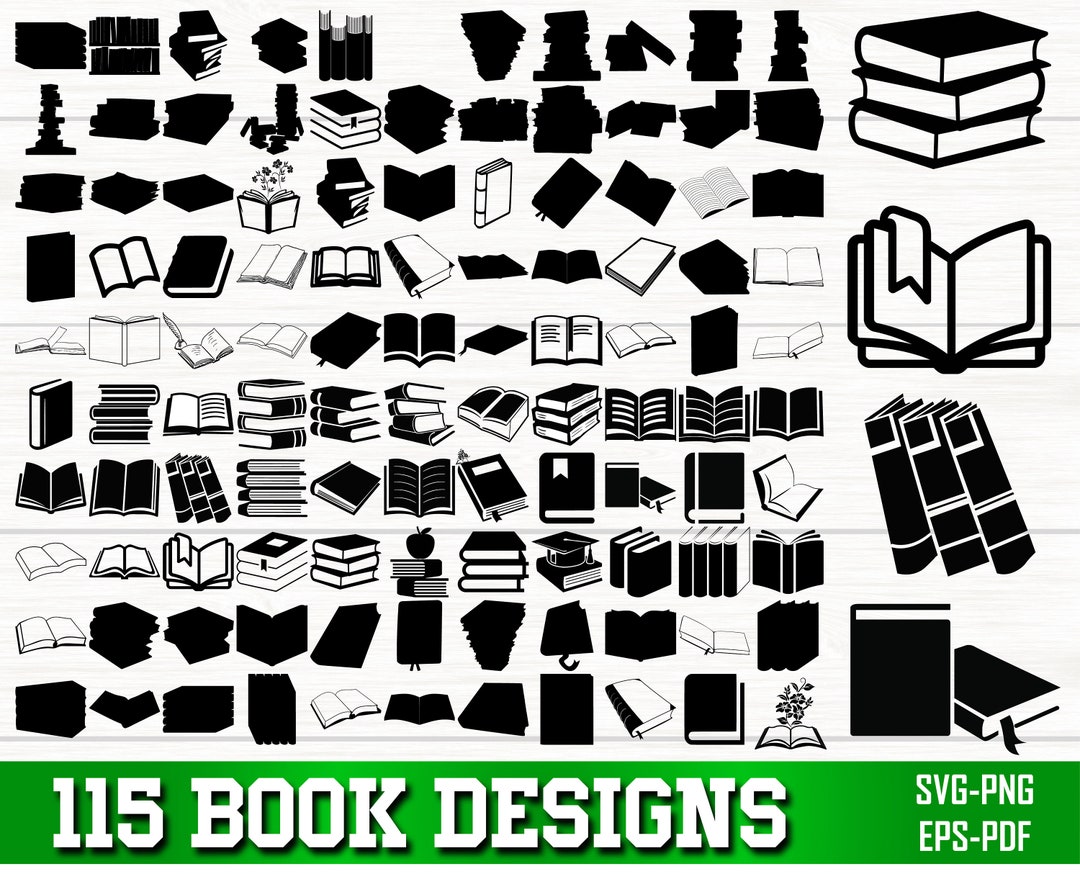 Book SVG Bundle, Book PNG Bundle, Book Clipart, Book Silhouette, Book ...