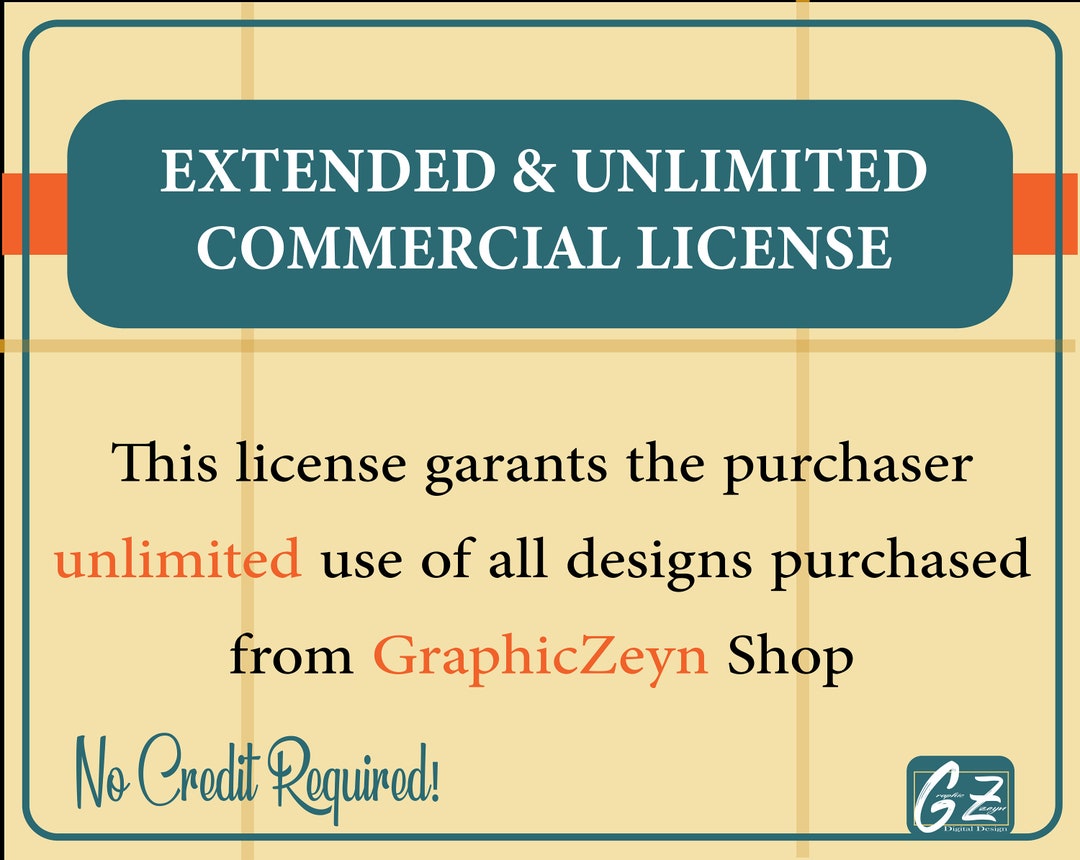 Unlimited Extended Commercial License / No Credit, Graphiczeyn Shop - Etsy