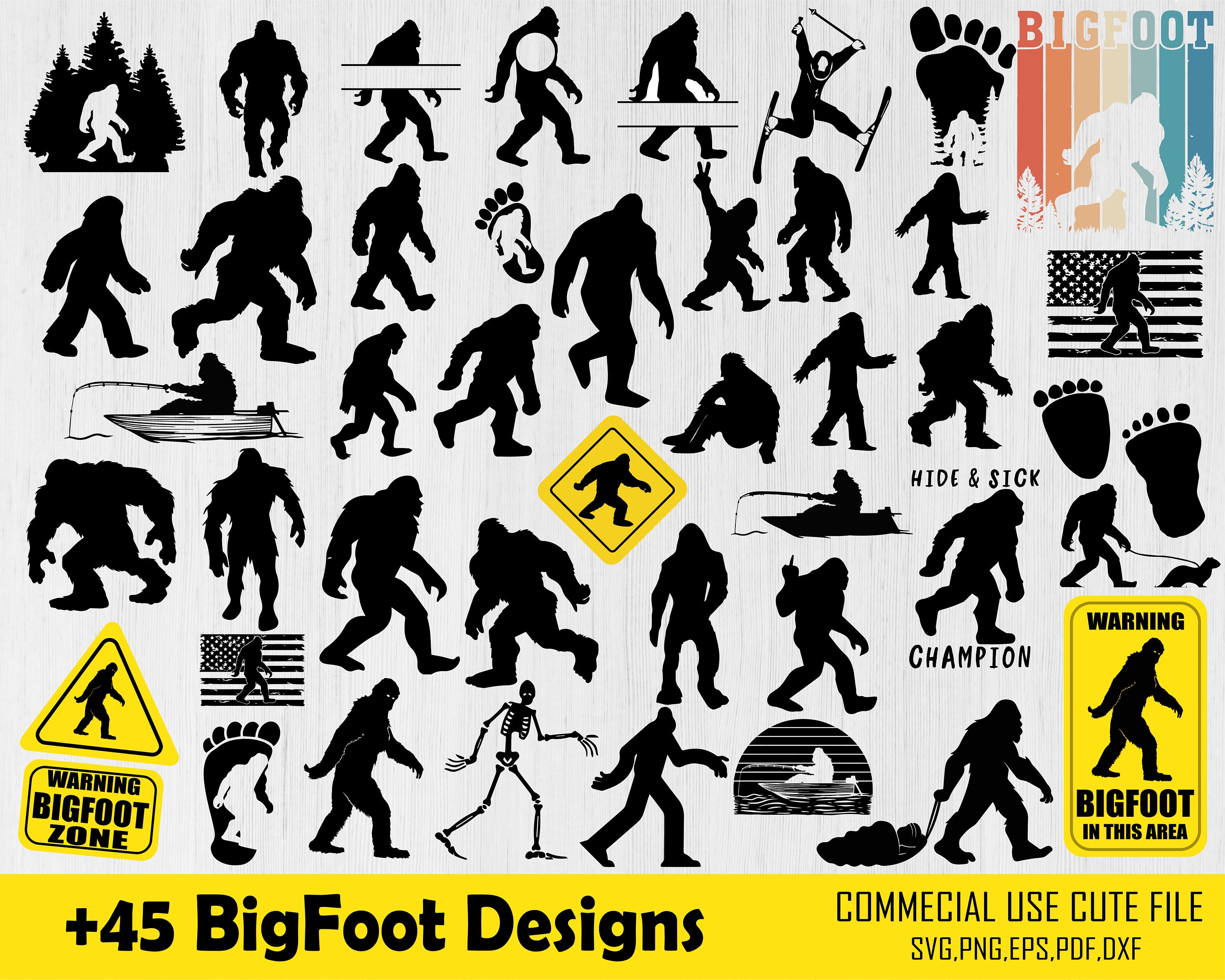Bigfoot Svg Bundle, Sasquatch Svg, Big Foot Svg, Sasquatch Silhouette ...
