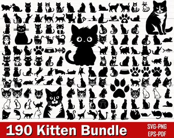 Cat SVG Bundle, Cat PNG Bundle, Cat Clipart, Kitten Svg, Cartoon Cat ...