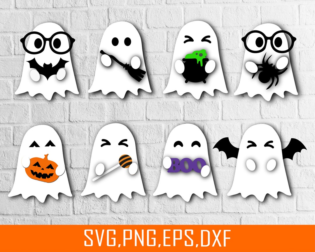 Cute Ghost Bundle SVG, Halloween Svg, Ghost Bundle Svg, Halloween Laser ...