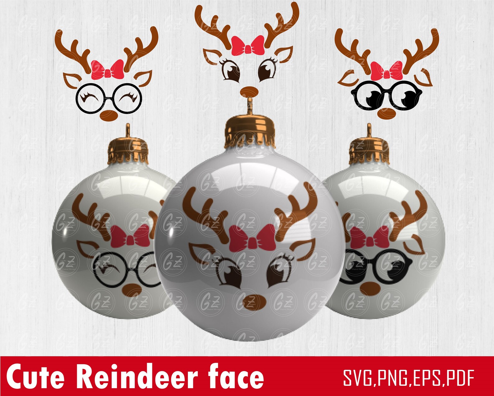 Christmas Reindeer Faces SVG Bundle Reindeer SVG Girl - Etsy