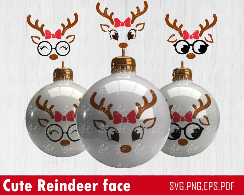 Christmas Reindeer Faces SVG Bundle, Reindeer SVG, Girl Reindeer SVG ...
