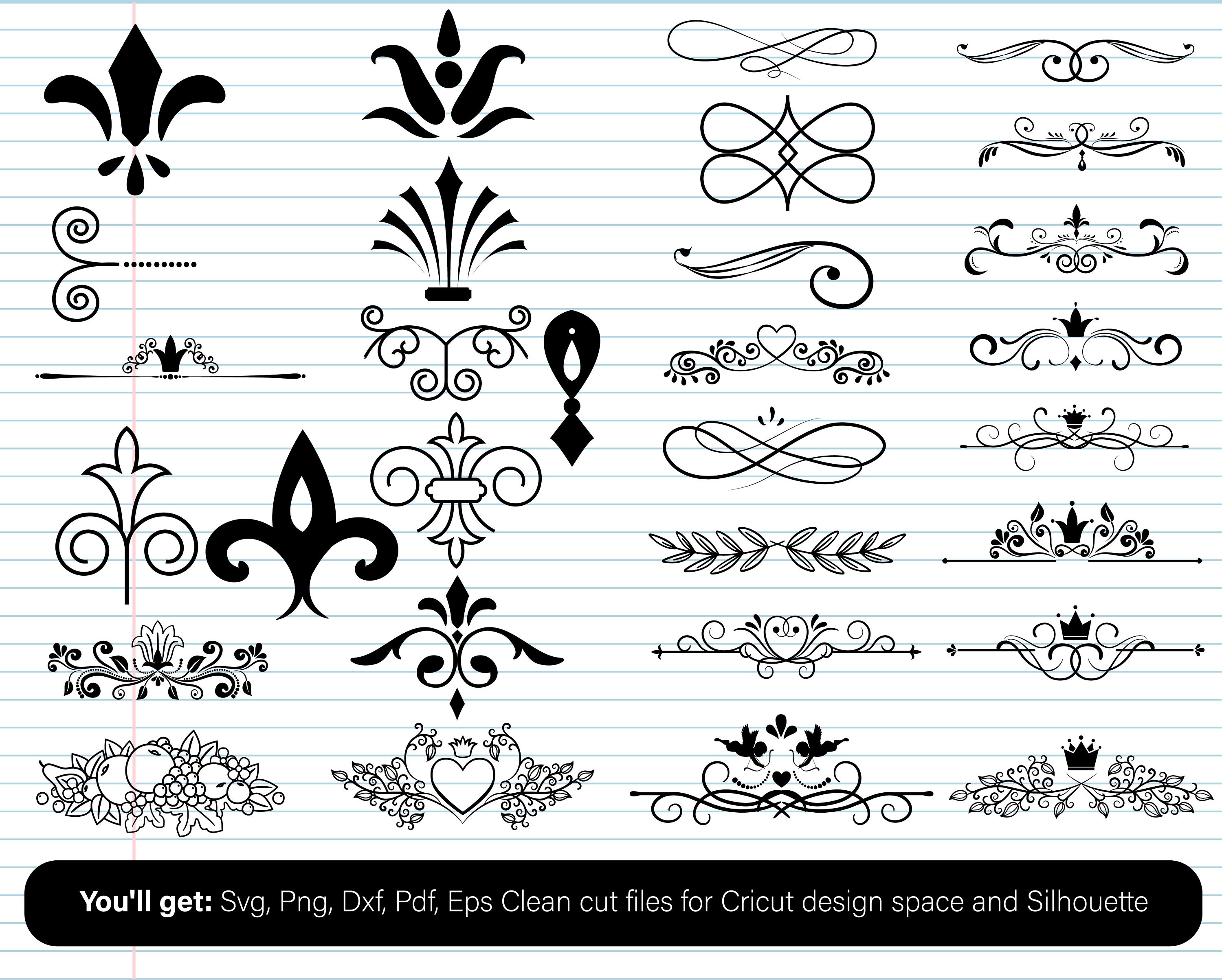 220+ Decorative Elements SVG, Ornaments Svg, Flourishes SVG, Swirls SVG ...