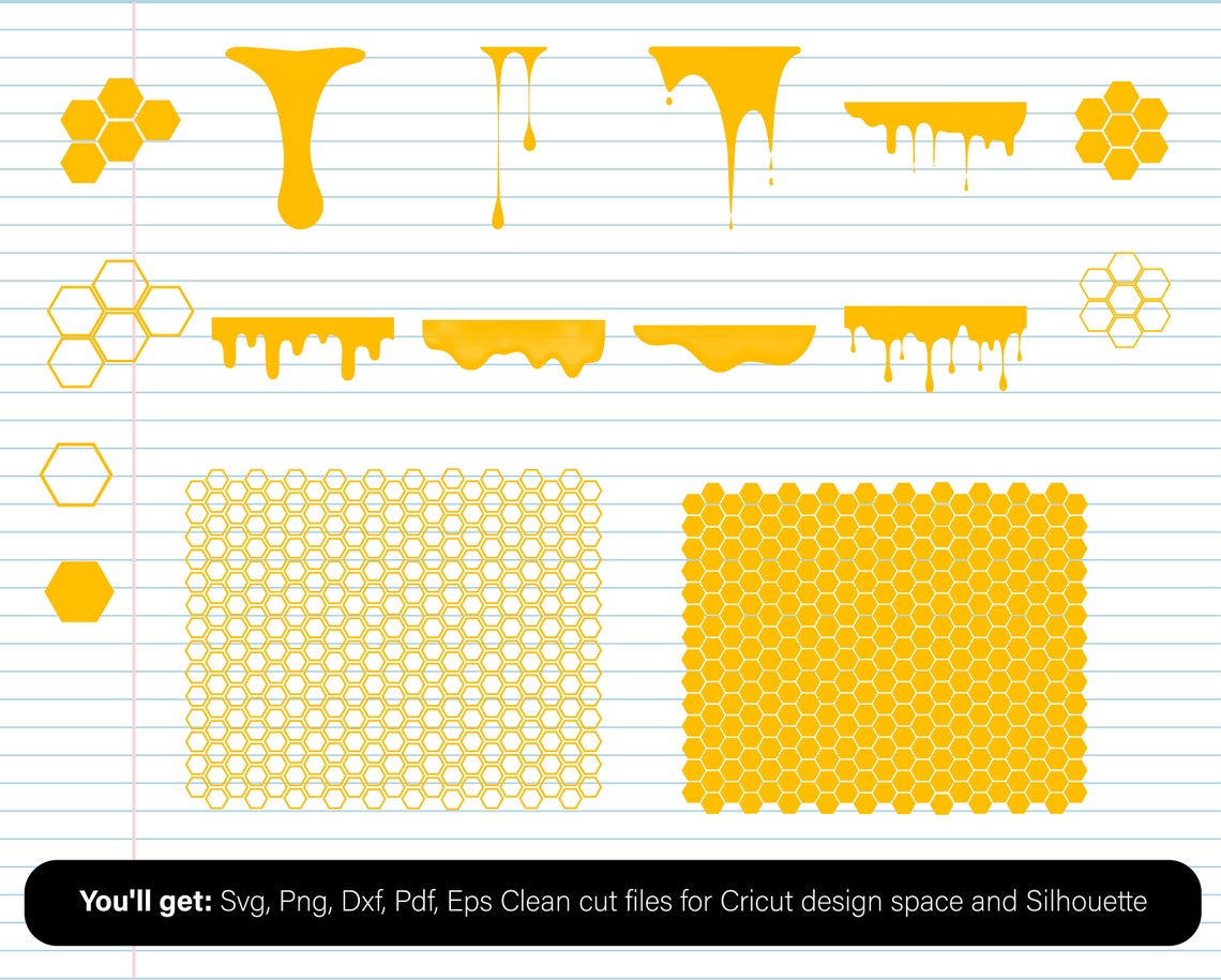 Honeycomb SVG Bundle, Honey Drip SVG, Honey Svg, Honeycomb Pattern Svg ...