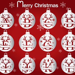 Round Christmas Monogram SVG, Christmas Bauble Ornament SVG Cricut ...
