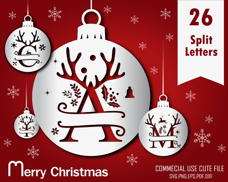 Round Christmas Monogram SVG Christmas Bauble Ornament SVG - Etsy