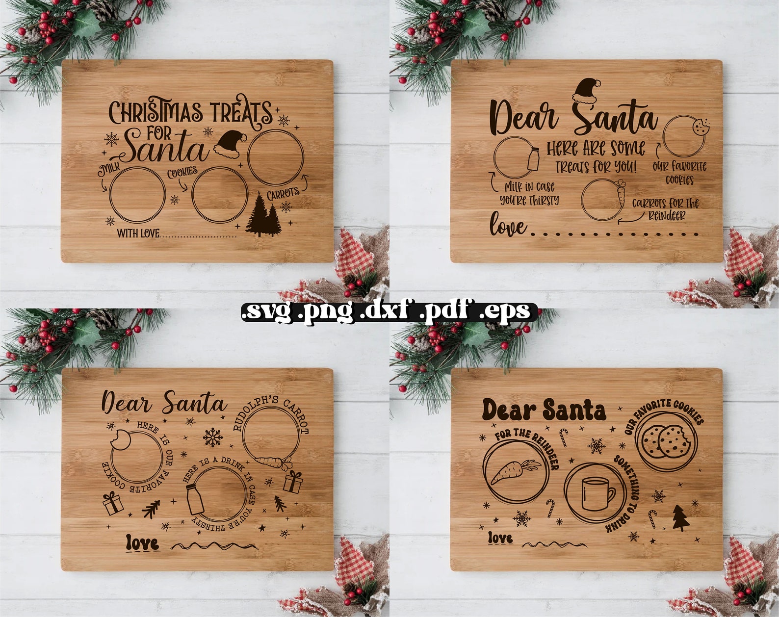 Dear Santa Tray Svg Bundle Santa Tray SVG Christmas Tray - Etsy