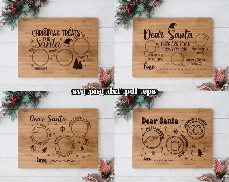 Dear Santa Tray Svg Bundle Santa Tray SVG Christmas Tray - Etsy