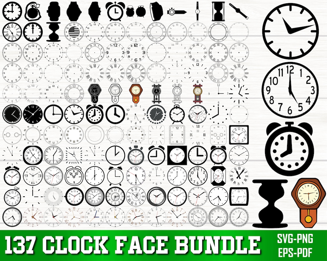 Clock Face SVG Bundle, Clock SVG, Clock Face Clipart, Clock Face ...