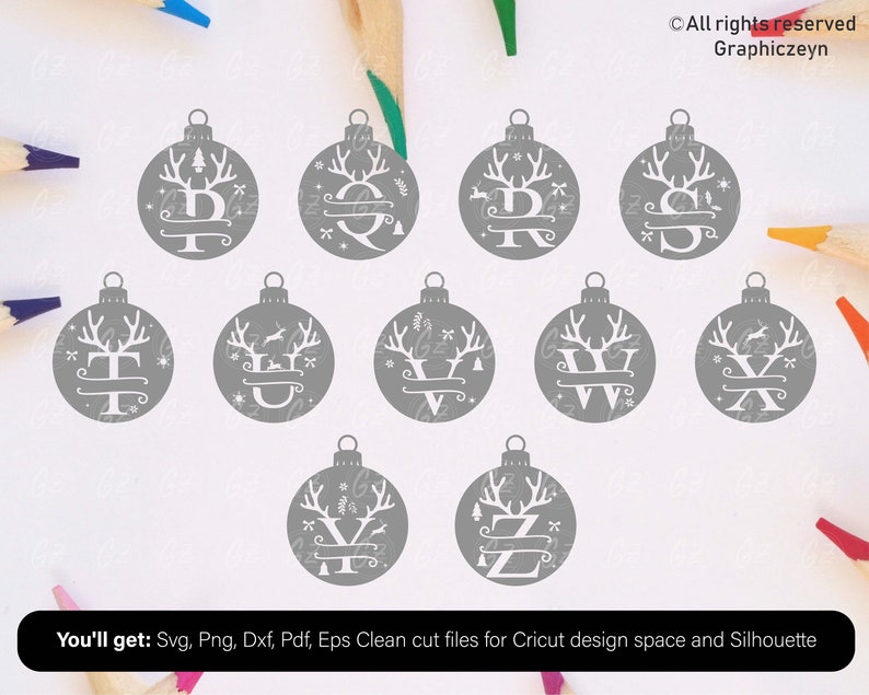 Round Christmas Monogram SVG, Christmas Bauble Ornament SVG Cricut ...