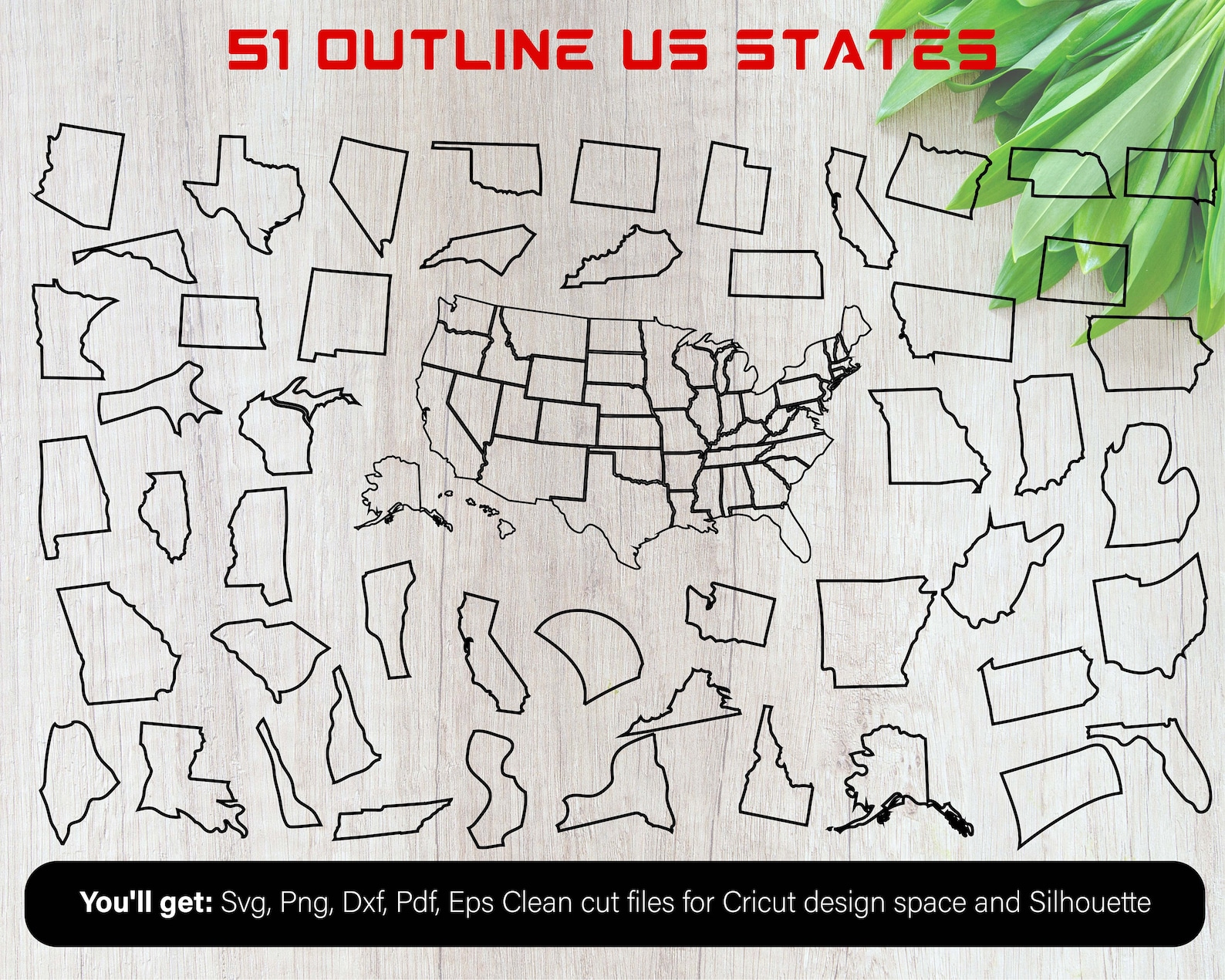 Us States SVG Bundle Outline United States Map Svg File - Etsy