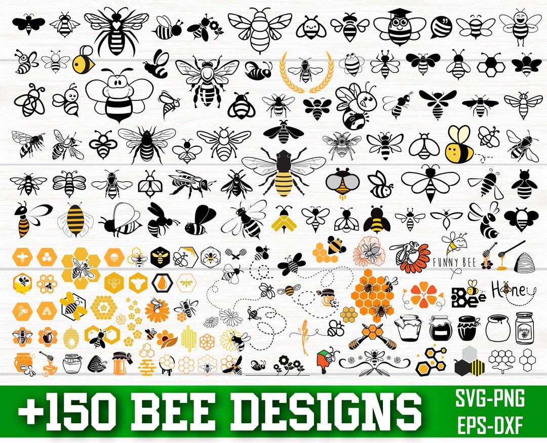 150+ Bee SVG Bundle, Bee PNG Bundle, Bee Clipart, Bee Silhouette ...
