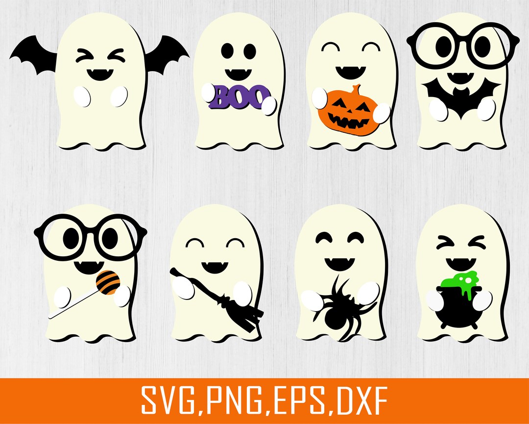Cute Ghosts Bundle SVG, Halloween Svg, Ghost Bundle Svg, Halloween ...