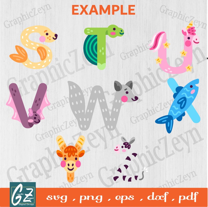 Cute Animals Alphabet Svg, Animal Alphabet Bundle Svg, A-Z Animals Svg ...
