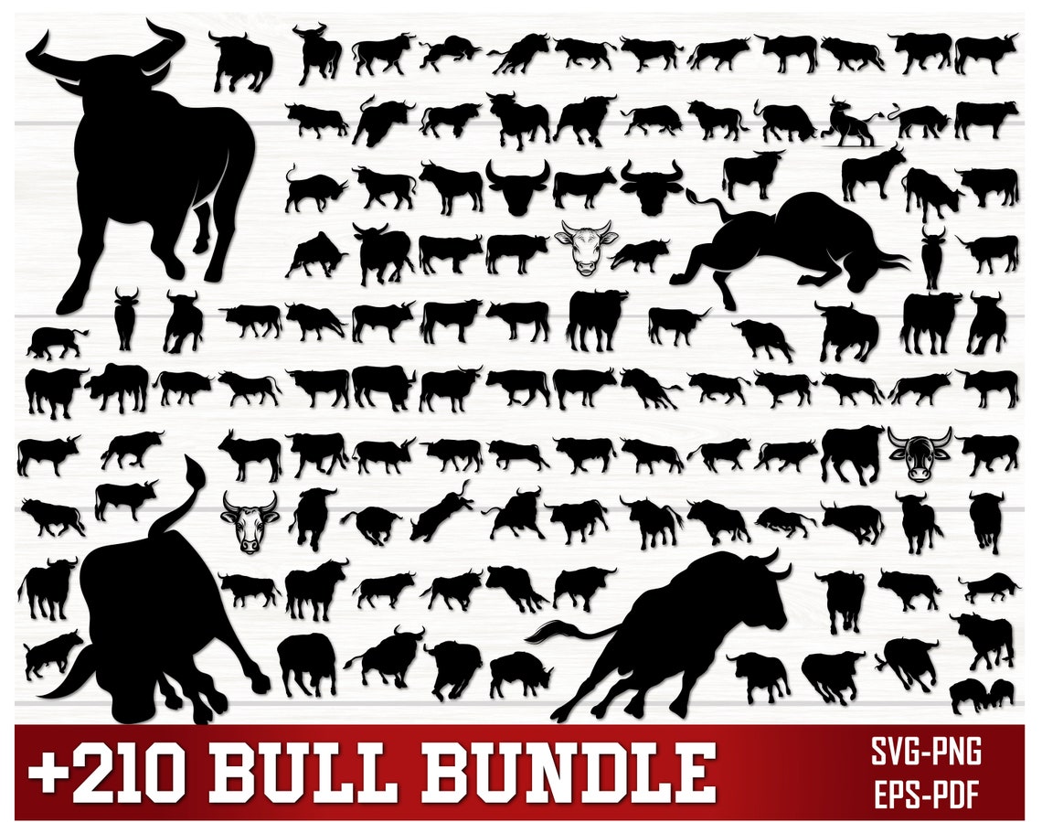Bull SVG Bundle, Bull PNG Bundle, Bull Clipart, Bull Cut Files for ...