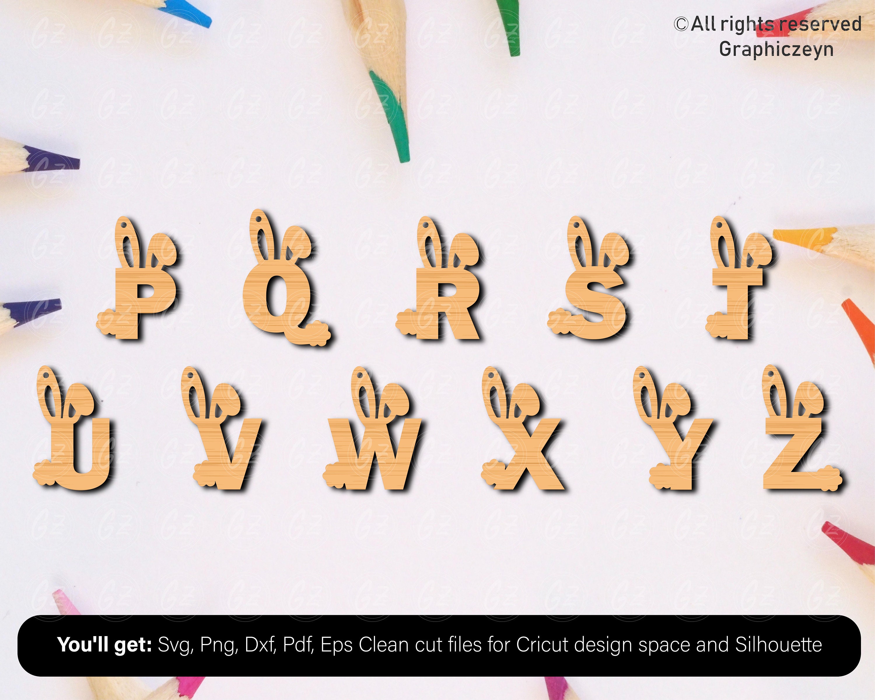Bunny Ear Letter SVG, Glowforge Easter SVG, Easter Bunny Monogram ...
