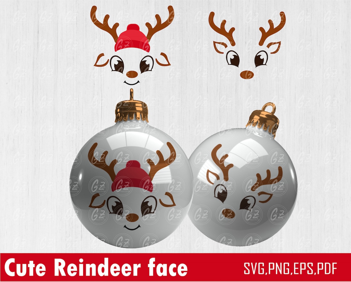 Christmas Reindeer Faces SVG Bundle Reindeer SVG Girl - Etsy