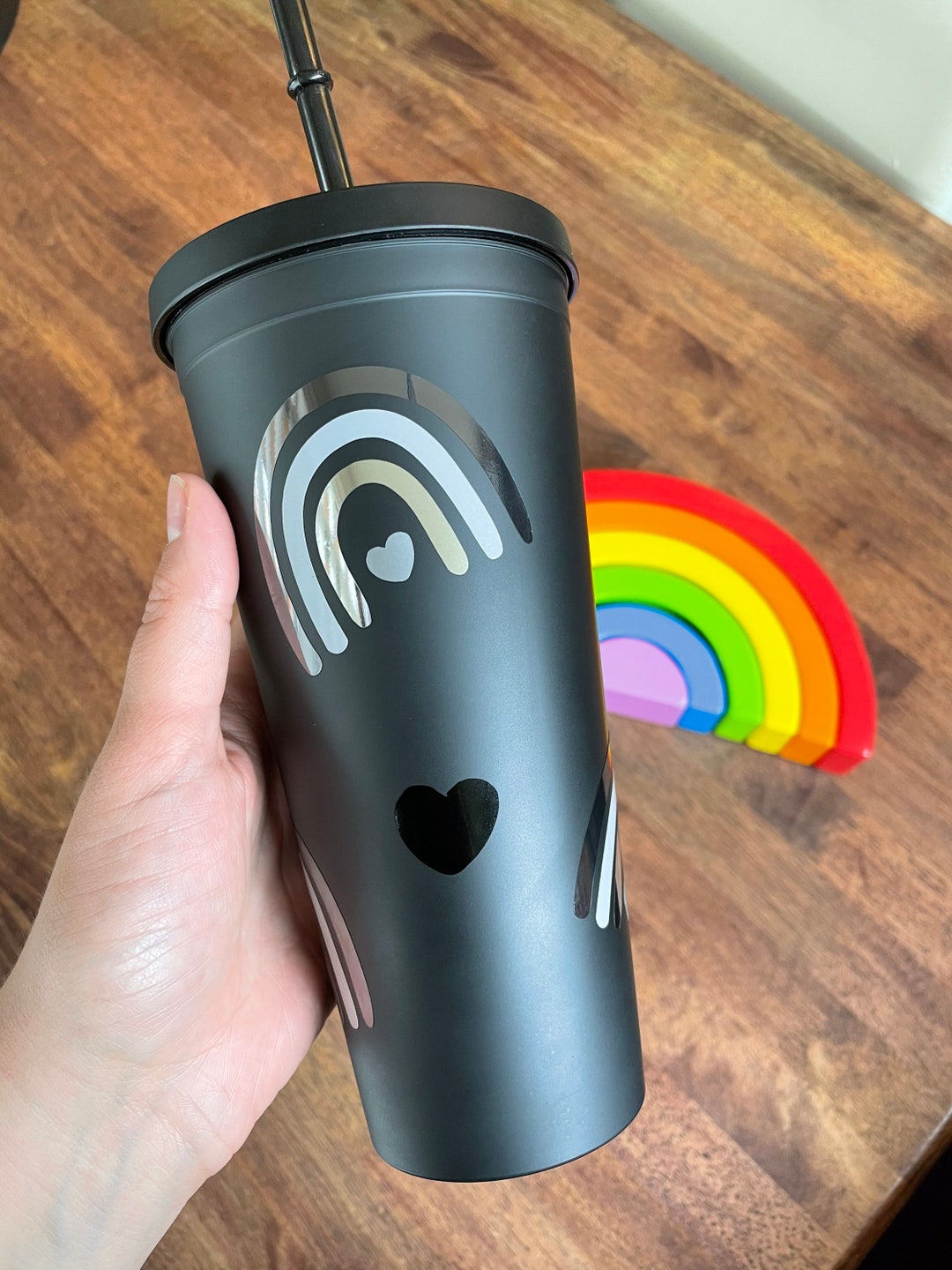 Black Rainbow Grey Rainbow Emo Cup Black Cup Cold Cup - Etsy