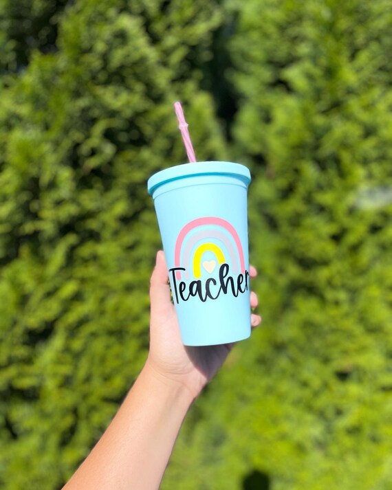 Rainbow Teacher Cold Cup Teacher Gift Pencil Theme Teacher - Etsy