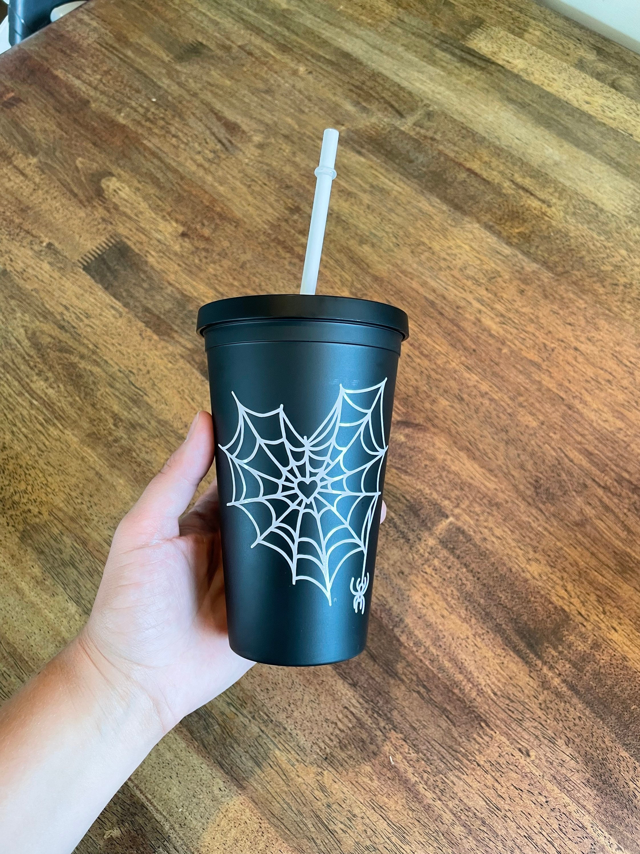 Spider Web Heart Cold Cup, Emo Spider Web Design, Halloween Spider Cold ...