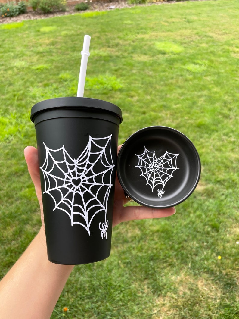 Spider Web Heart Cold Cup Emo Spider Web Design Halloween - Etsy