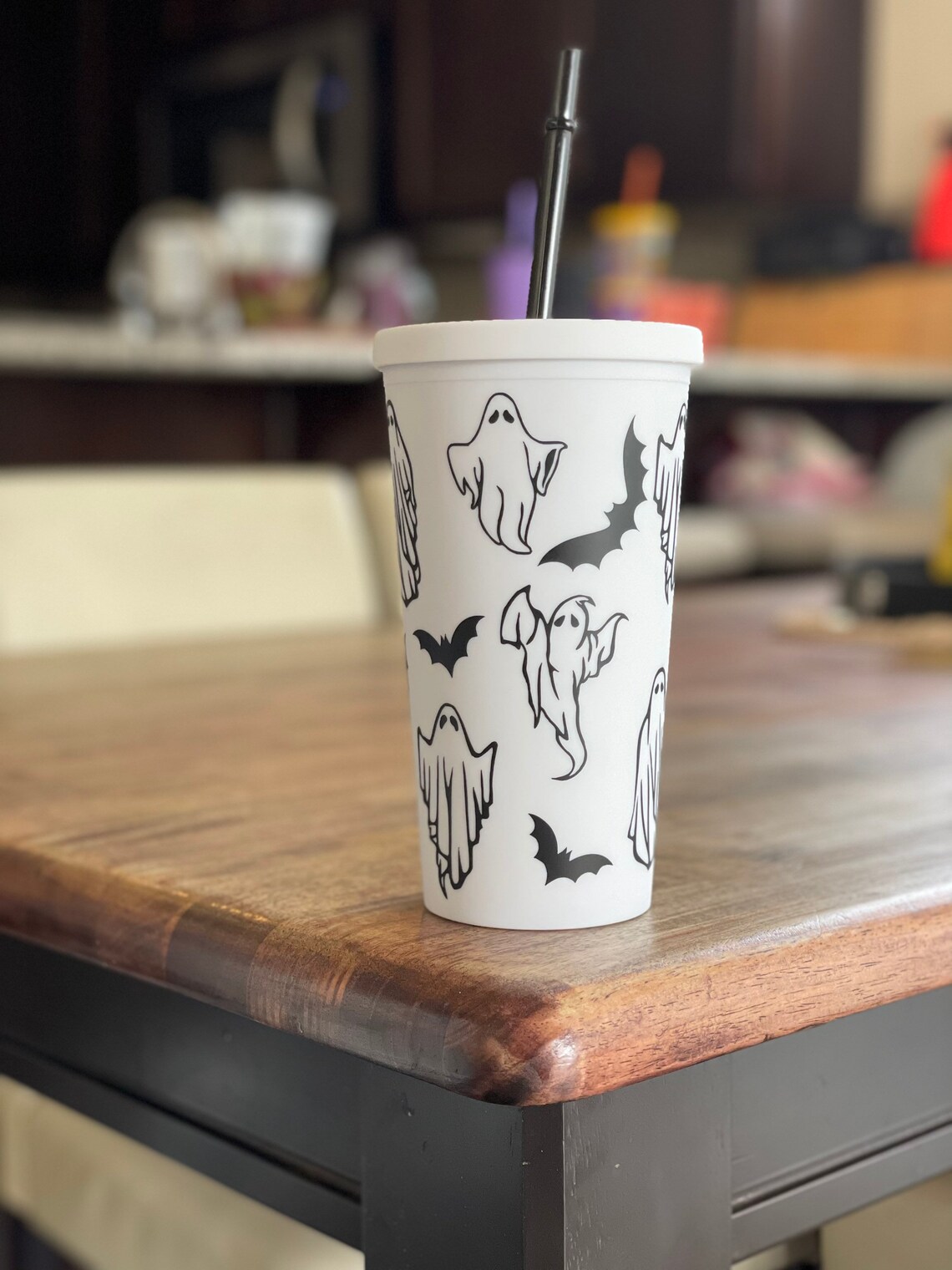 White Ghost Cold Cup Bats and Ghosts dark cup Halloween | Etsy