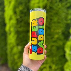 Super Daddio Stainless Steel Tumbler, Mario Theme Cup, Video Gamer Gift ...