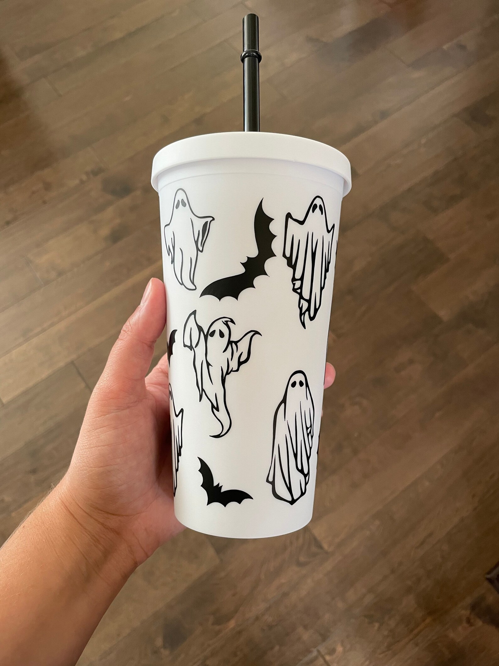 White Ghost Cold Cup Bats and Ghosts dark cup Halloween | Etsy