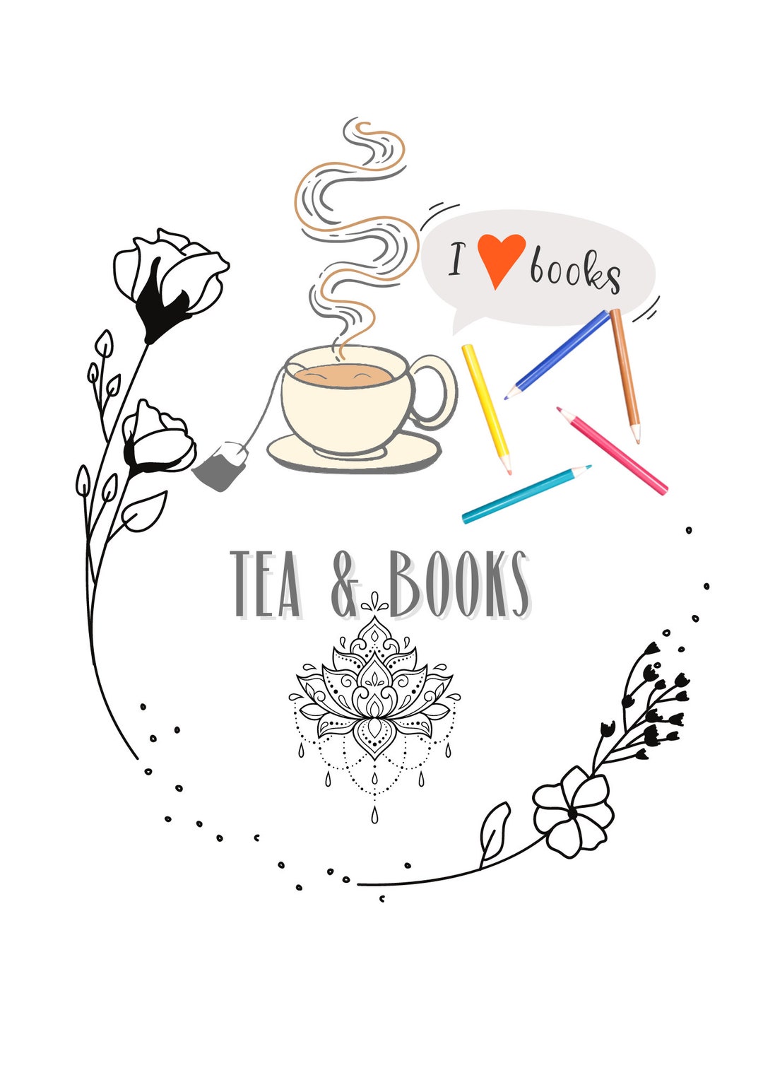 TEA & BOOK Coloring Pages 10 Pdf to Relax, Unwind and Enjoy Your Tea - Etsy