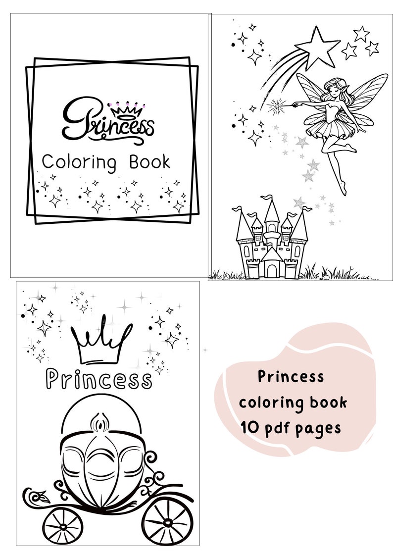Princess Coloring Book Princess Party Activity Printable 10 Pdf Pages ...