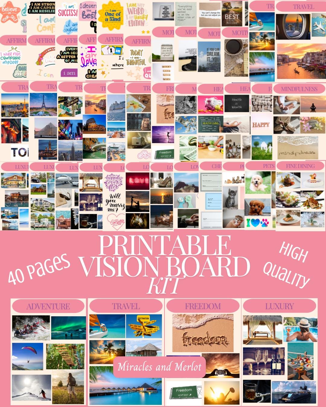 Printable Vision Board Kit, 2024 2025 Vision Board Pdf, Journaling ...