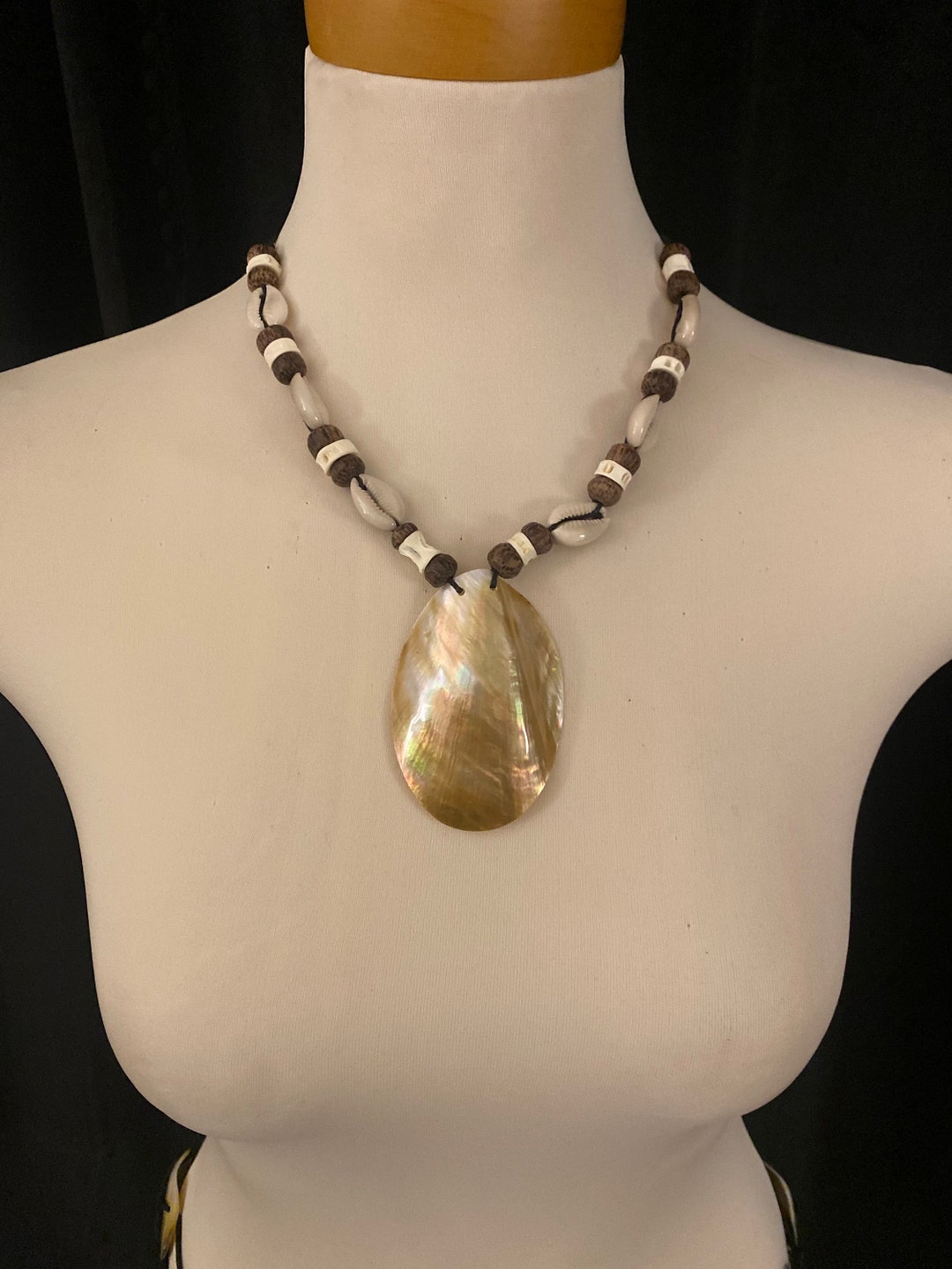 Beaded Shell Necklace - Etsy