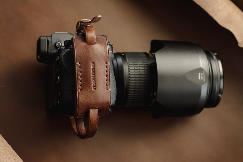 Personalized Leather Camera Wrist Strap: Handmade DSLR Hand Grip - Etsy