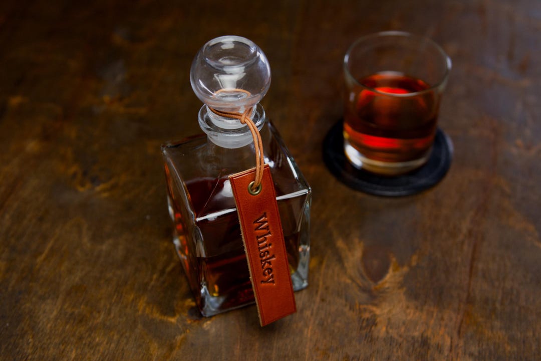 Custom Leather Decanter Tag, Bottle Label, Personalized Wine Cellar ...
