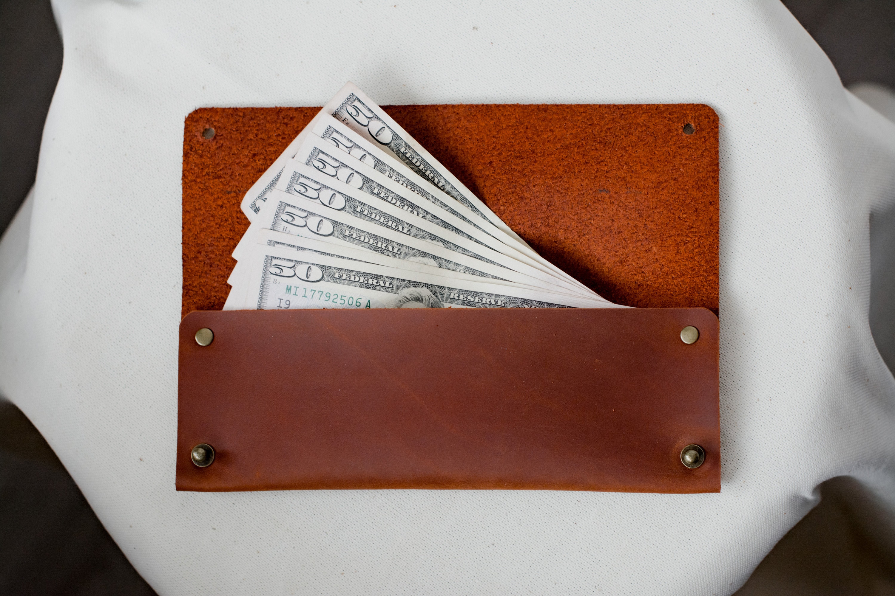 Leather Cash Envelope: Handmade Dollar Bill Holder - Etsy