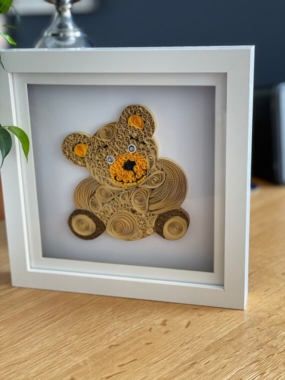 Quilled Teddy Bear baby shower nursery birth cute gender | Etsy