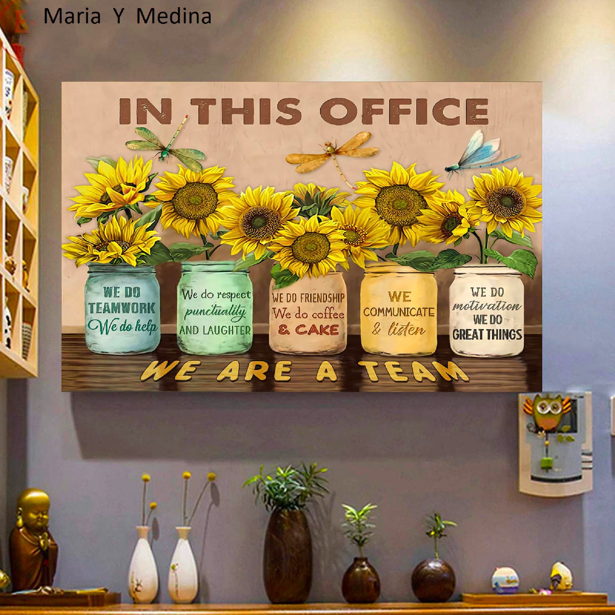 In This Office We Are A Team Sunflowers Workplace Decor Poster | Etsy