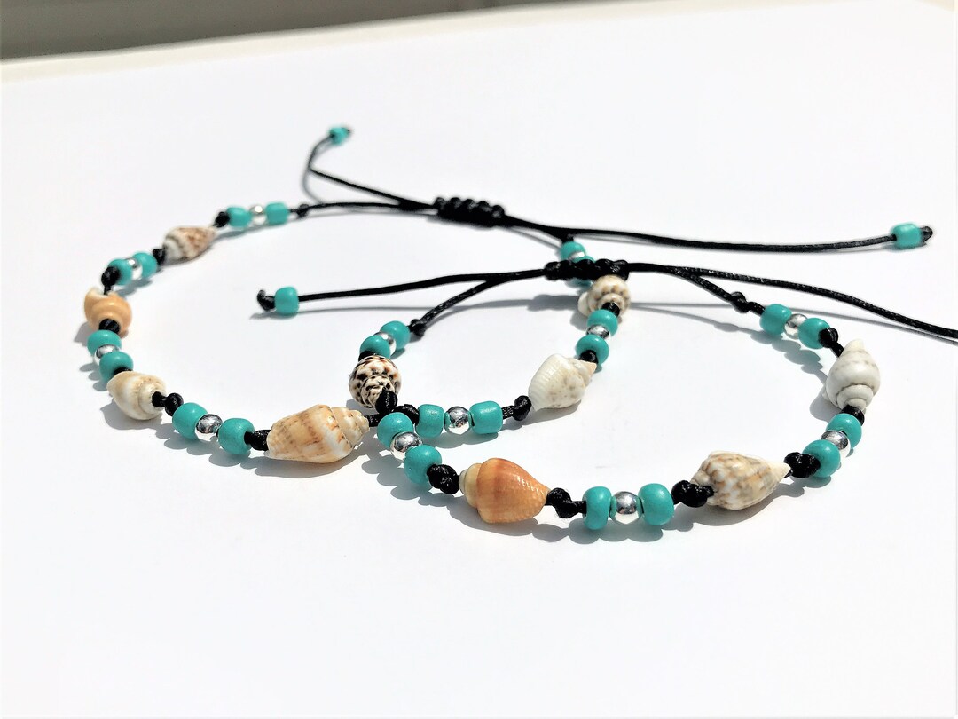 Conch Shell Anklets for Couples: Personalized Initial Friendship Anklet ...