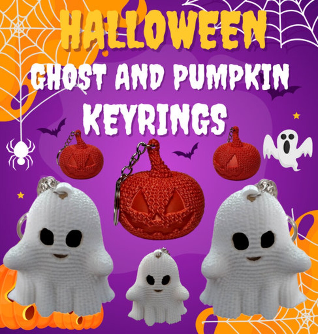 Halloween Crochet Look-alike Ghost Keychain Crochet Punpkin - Etsy