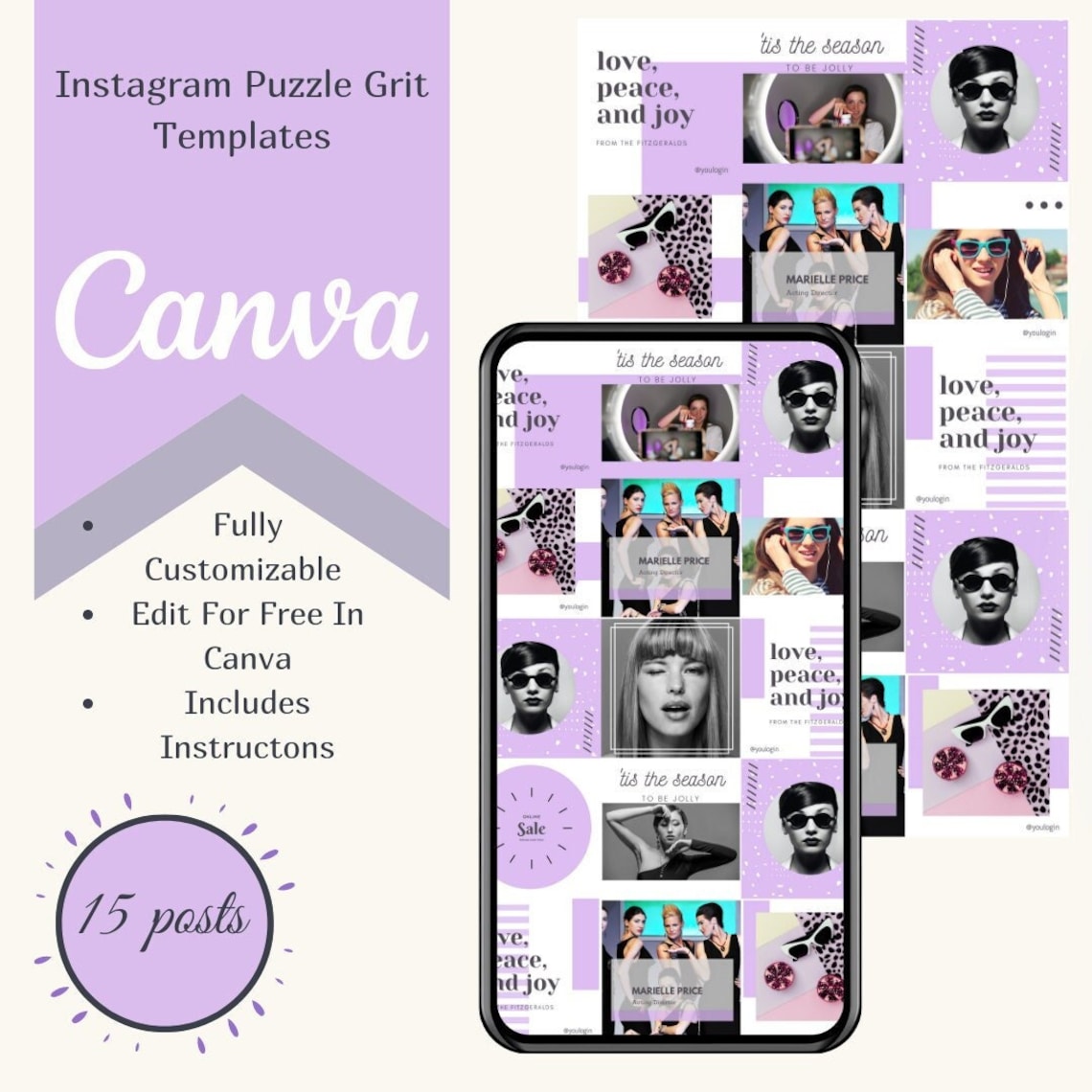 Instagram Puzzle Grid Instagram Canva Templates Puzzle - Etsy
