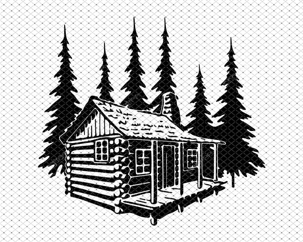 In woods log cabin SVG Cut Files PNG woods pine tree log | Etsy
