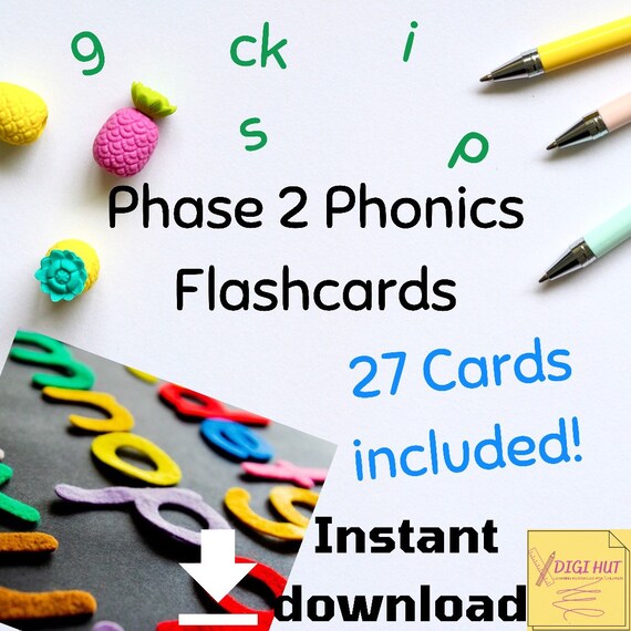 Phase 2 Phonics Printable Flashcards Phonics Flashcards for | Etsy
