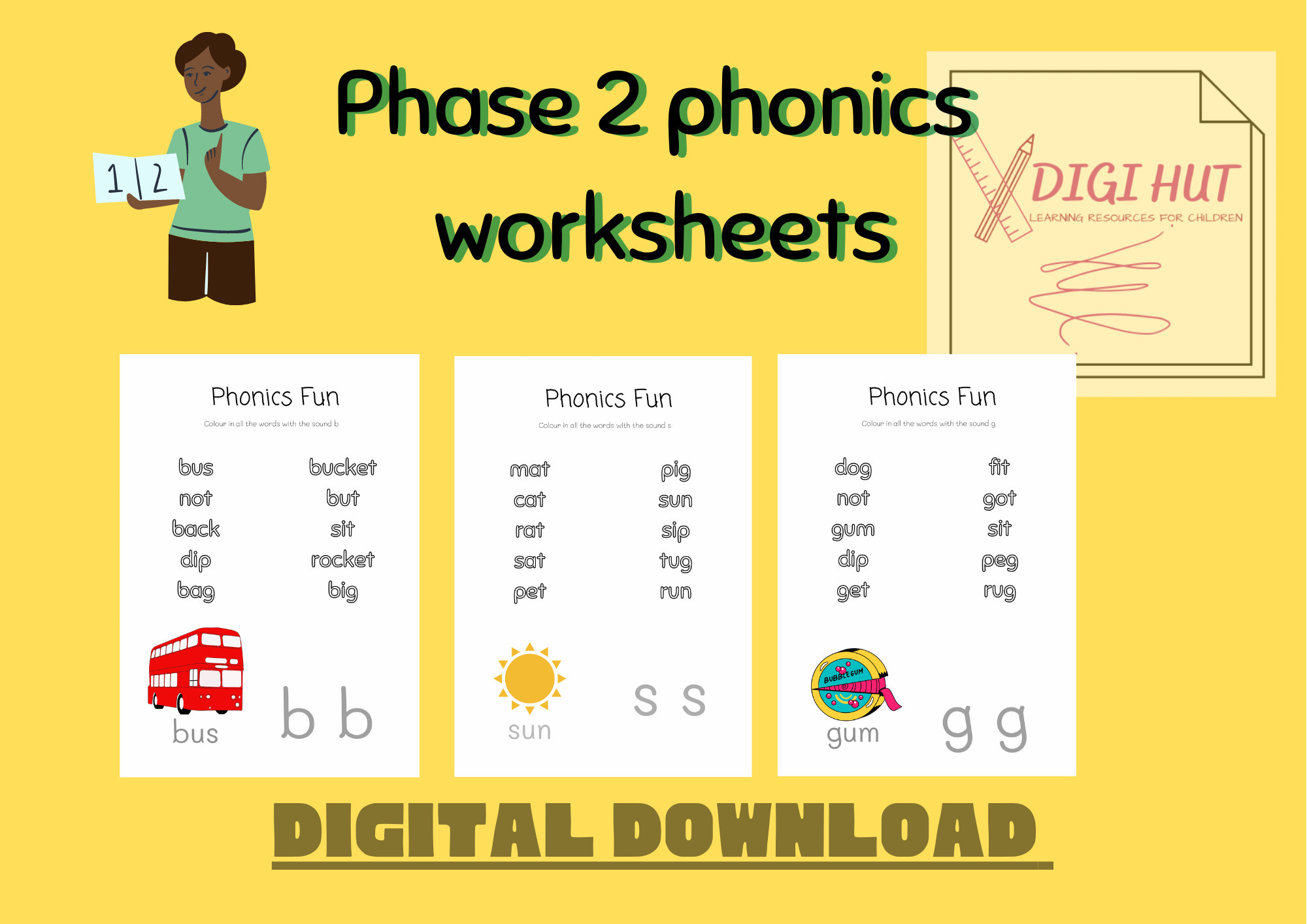 Phase 2 Phonics Worksheets, Phonics Lesson, Learning Resources ...
